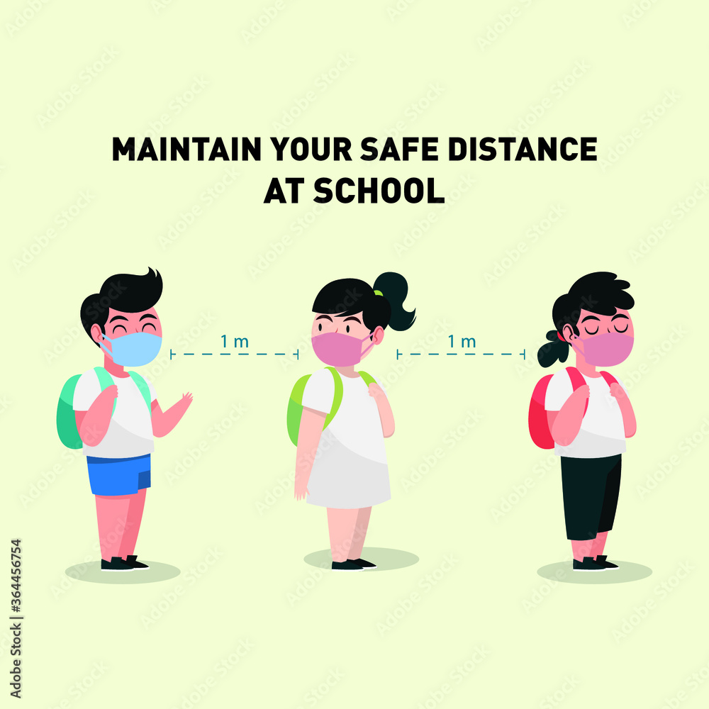 Maintain safe distance at school. New normal lifestyle at school ...