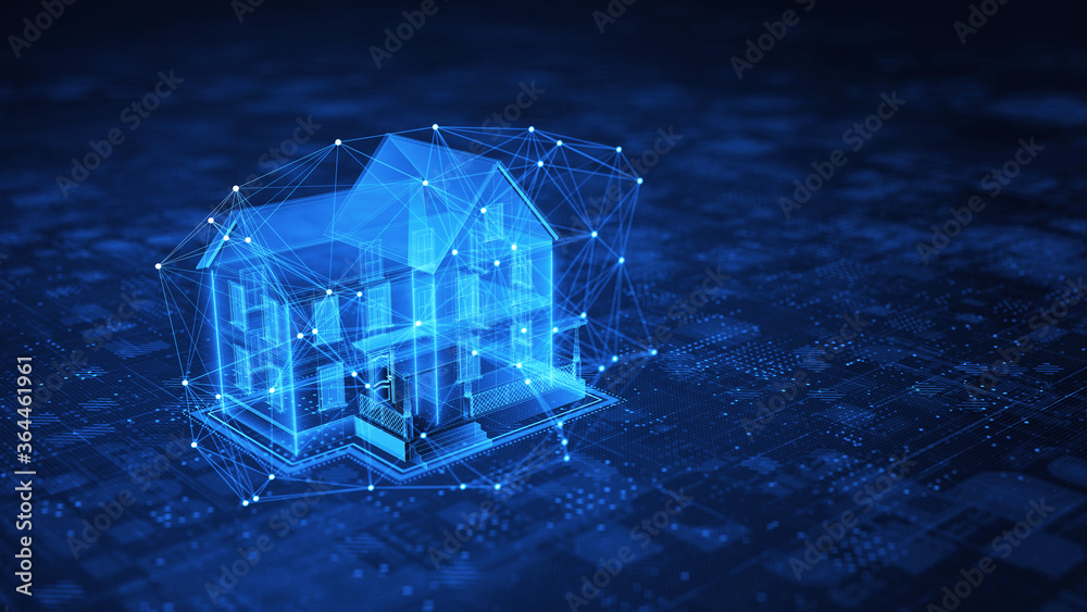 Concept of Smart home, private house , cyber safety, digital protection ...