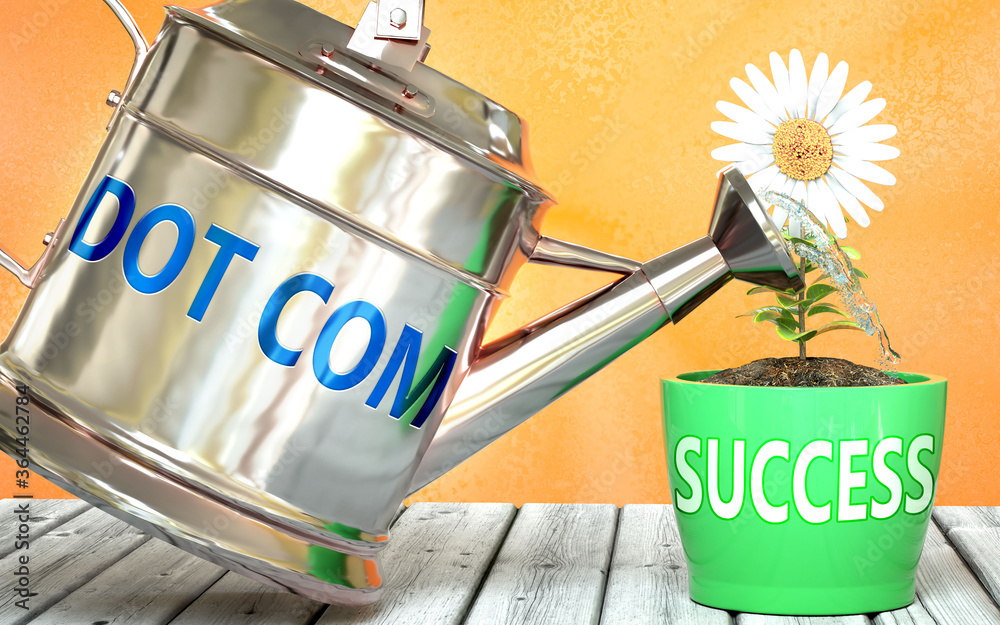 Dot com helps achieving success - pictured as word Dot com on a ...