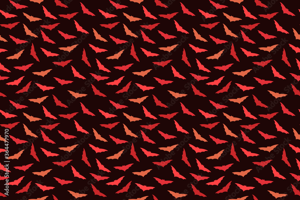 Red bat flock at night seamless pattern. Vector file for different ...