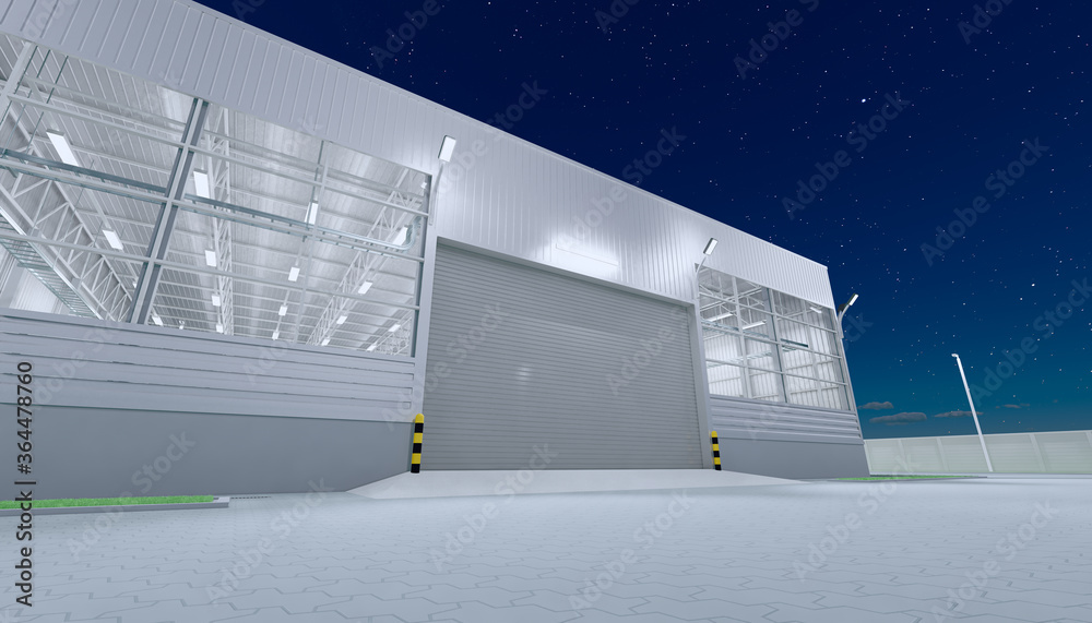 Warehouse or industry building exterior. Use as distribution center for ...