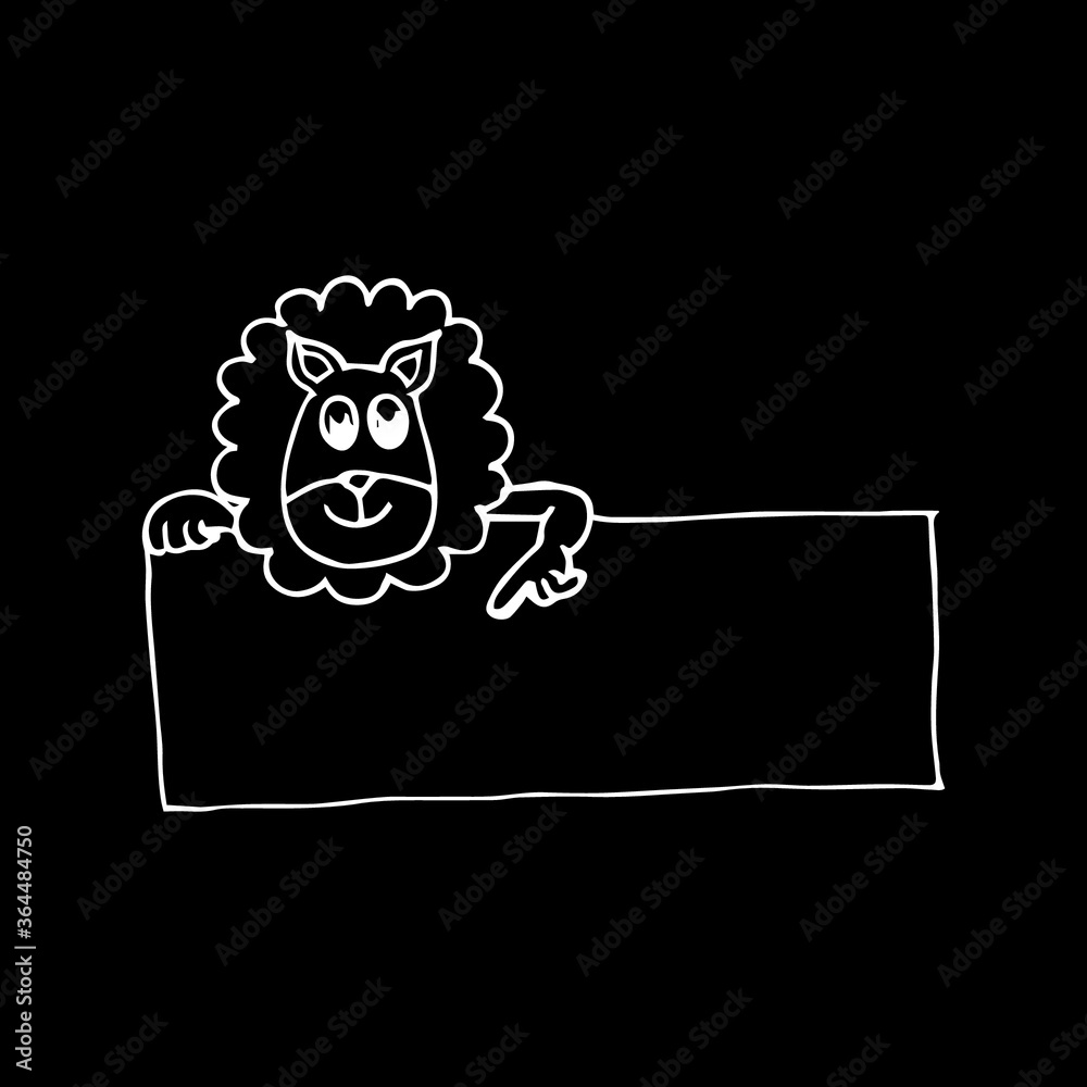 Illustration of a ready to print label featuring a cute lion. Vector ...