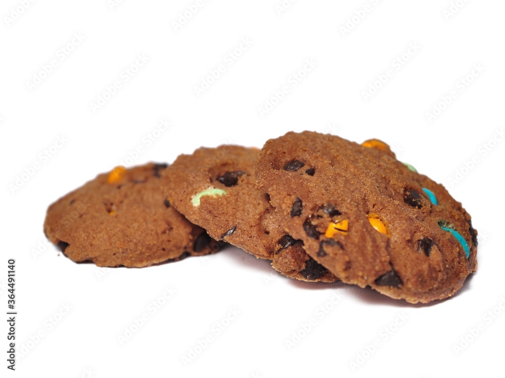 Choco chip cookies isolated on white background. Choco chip chocolate ...