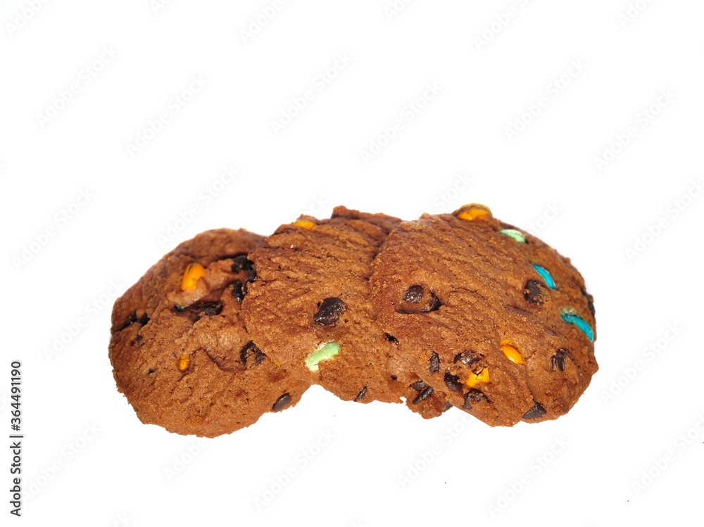 Choco chip cookies isolated on white background. Choco chip chocolate ...