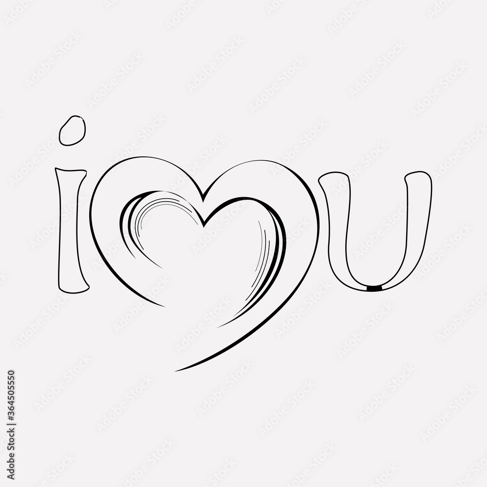 I heart u icon line element. Vector illustration of i heart u icon line ...