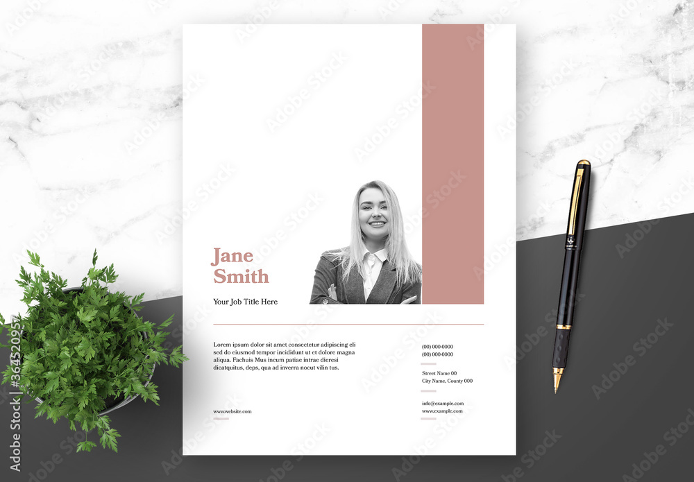 Resume Cover Letter and Portfolio Layout with Brown Elements Stock ...