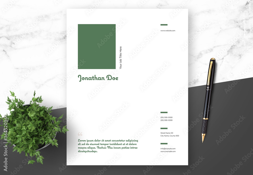 Resume Cover Letter and Portfolio Layout with Green Elements Stock ...