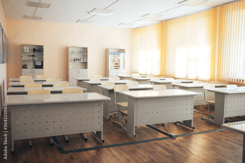 Empty school class during school holidays, back to school, children ...