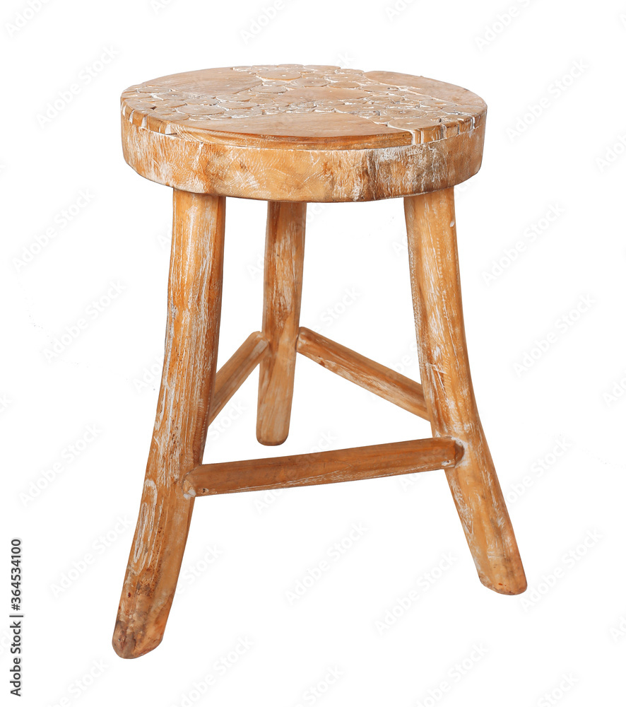 stool chair isolated on white background. Details of modern boho ...