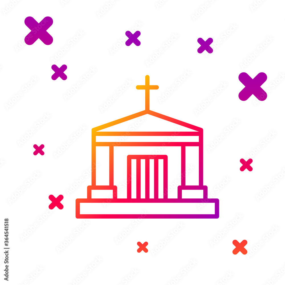 Color line Old crypt icon isolated on white background. Cemetery symbol ...