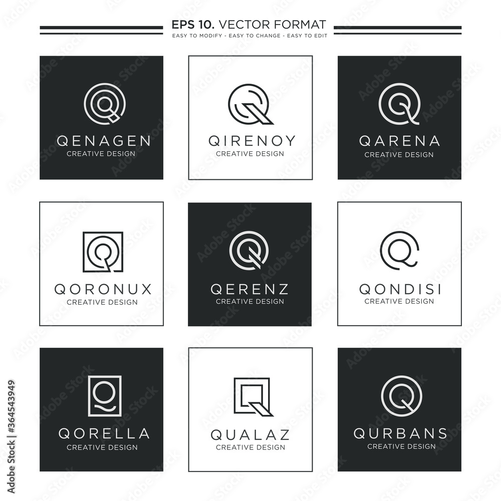 Geometry of Letter Q logo, Q Object Vector Logo Design Template Stock ...