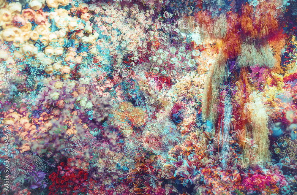 An image of flowers arranged with multiple layers of overlapping to ...