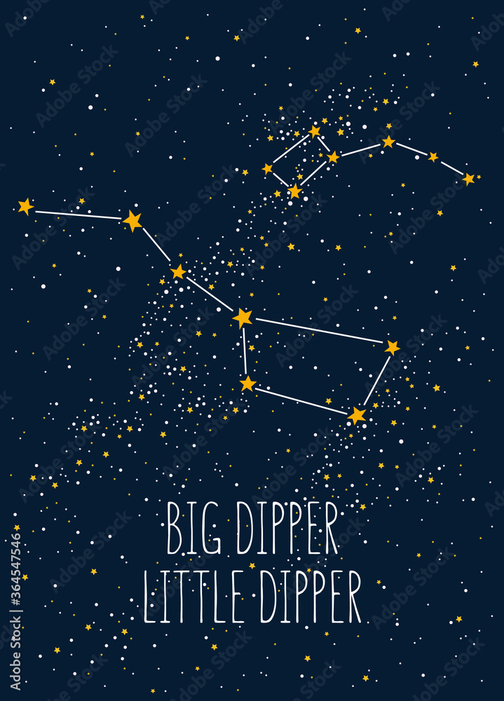 Big and Little Dipper constellations Stock Vector | Adobe Stock
