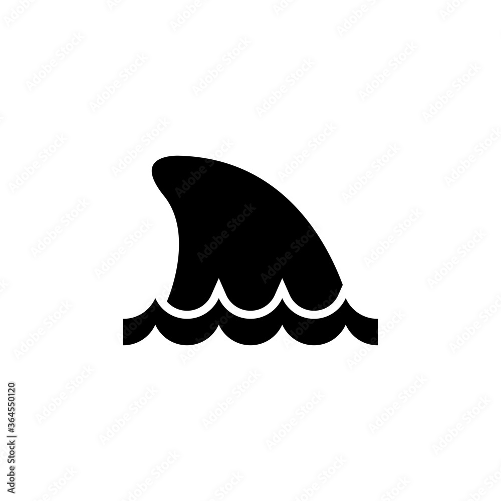 Shark Fin in Water, Ocean or Sea Predator. Flat Vector Icon ...