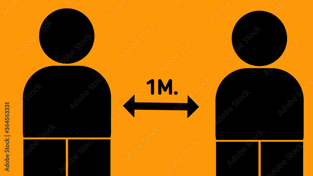 Keep a Safe Distance of 1m or 1 Metre Social Distancing Icon Symbol ...