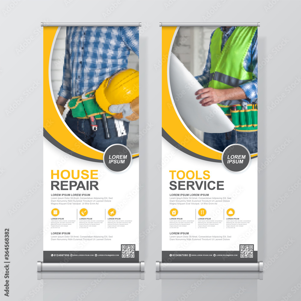 Construction tools roll up design and standee banner template for ...