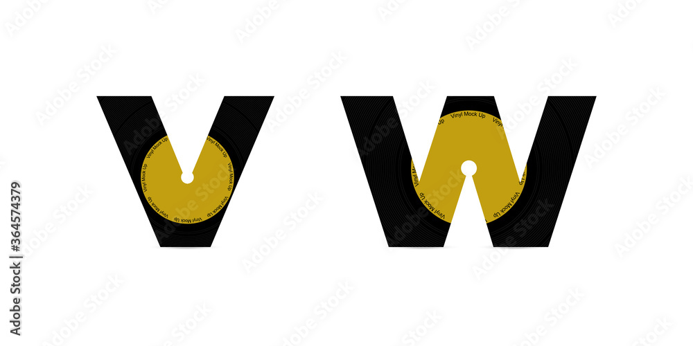 Abstract black vinyl disc modern alphabet font. Typography disco music ...