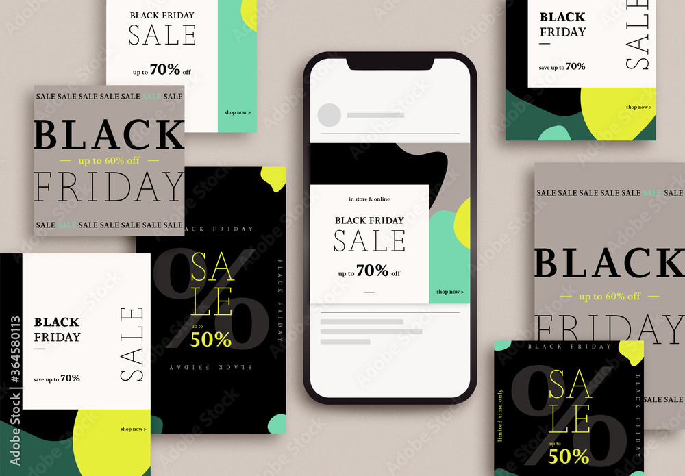 Black Friday Social Media Post Layout Set Stock Template | Adobe Stock