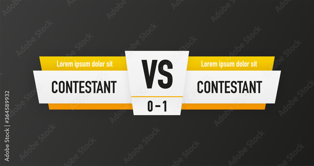 VS Logo. Versus Board of rivals, with space for text. White and yellow ...