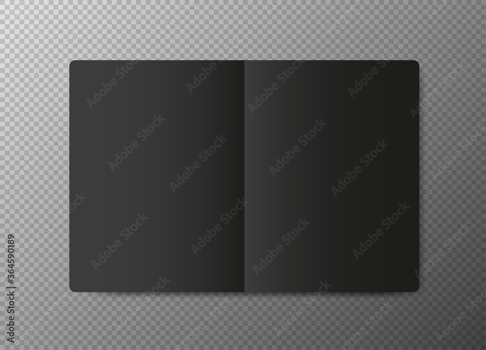 Realistic blank black open paper template on transparent background ...