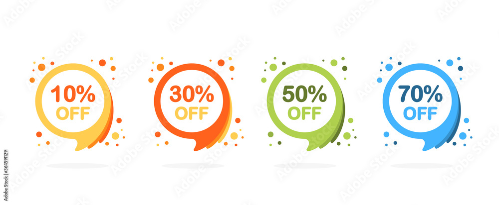 Sale discount icons in flat style isolated on white background. Special offer price signs. 10 ...
