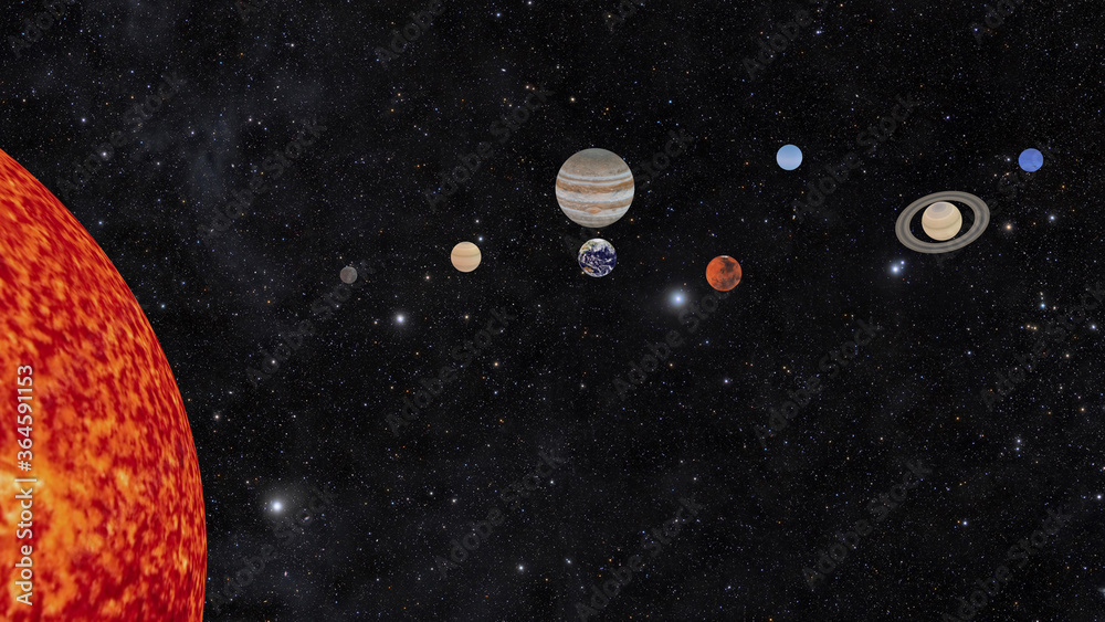 Solar system conceptual illustration, 3d rendering. Free textures from ...