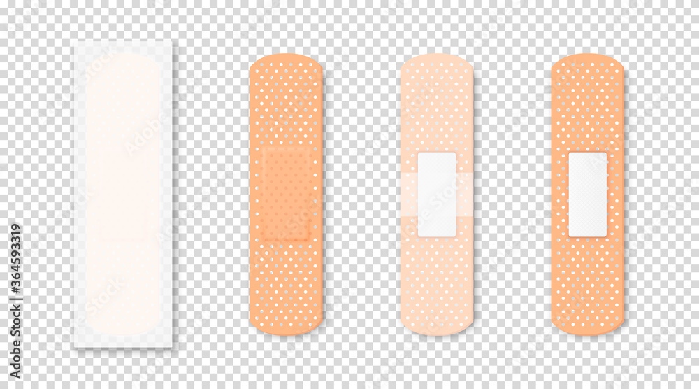 Vector 3d Realistic Medical Patch Icon Set Closeup Isolated on ...