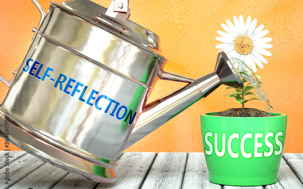 Self reflection helps achieve success - pictured as word Self ...