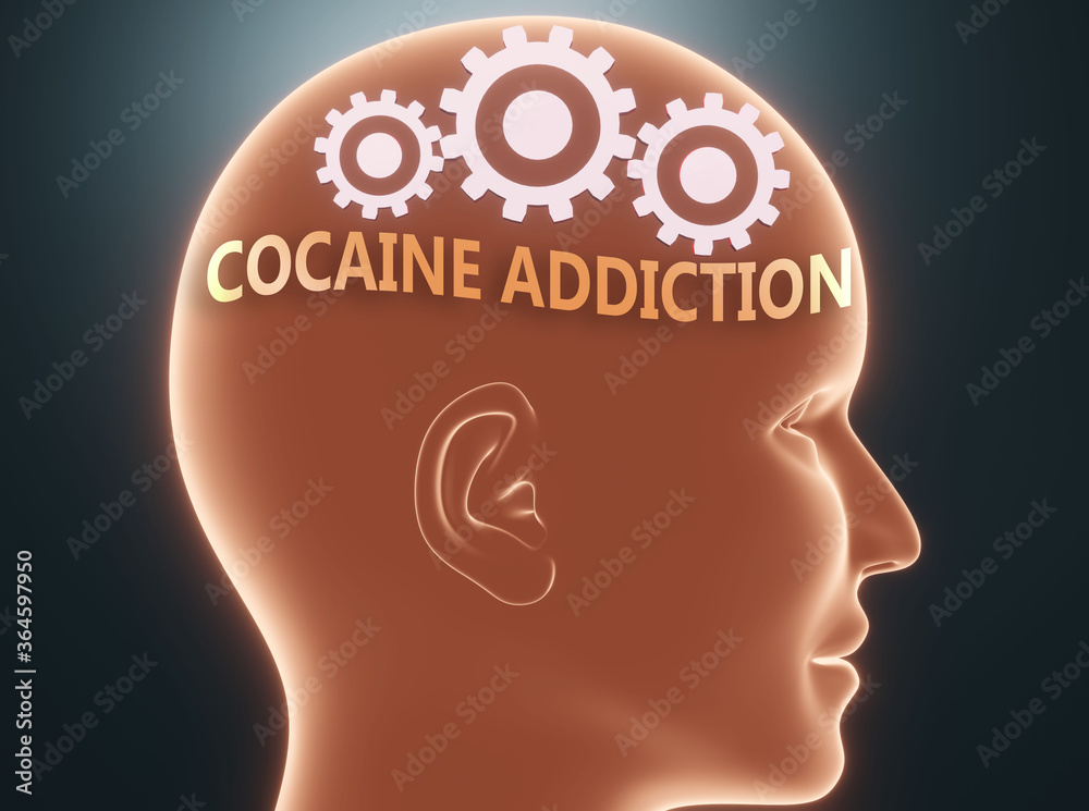 Cocaine addiction inside human mind - pictured as word Cocaine ...
