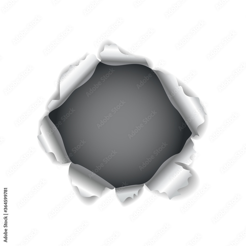 Paper hole. Realistic vector torn paper with ripped edges. Torn hole in ...