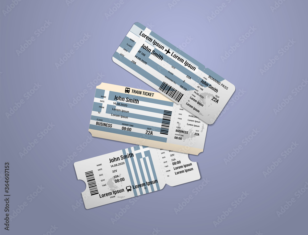 Vecteur Stock Modern design of Greece airline, bus and train travel ...
