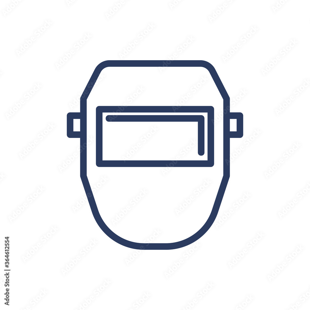 Welding mask thin line icon. Helmet, process, metal isolated outline ...