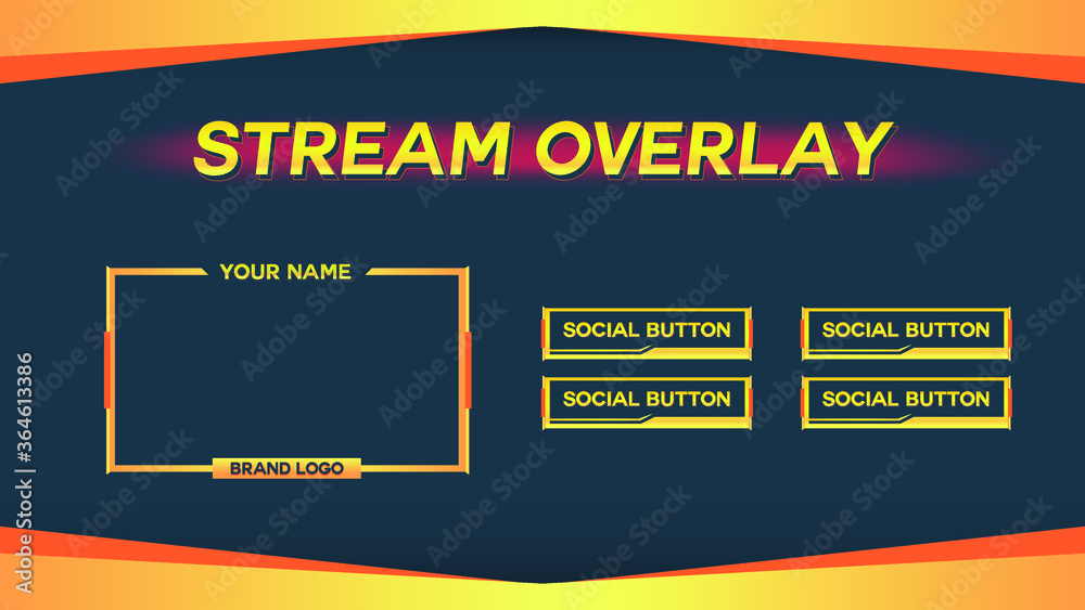Game play Stream Overlay, Panel, Button, Yellow and Orange Color Scheme ...