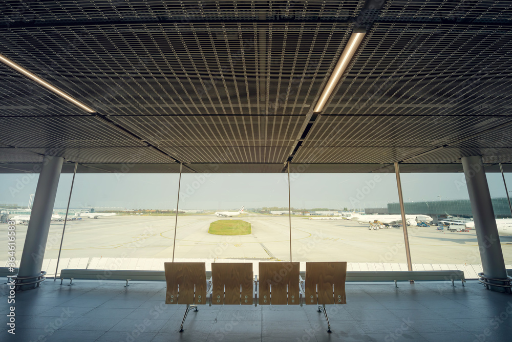 Empty airport terminal due to coronavirus pandemic and suspended ...