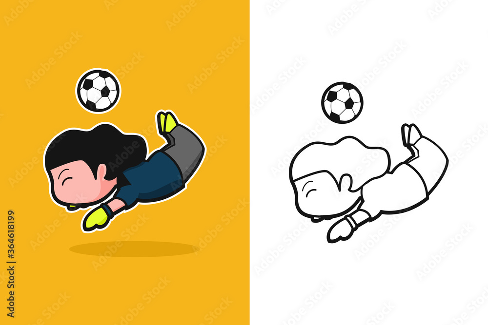 Football-themed vector graphics illustration with scorpion kick ...