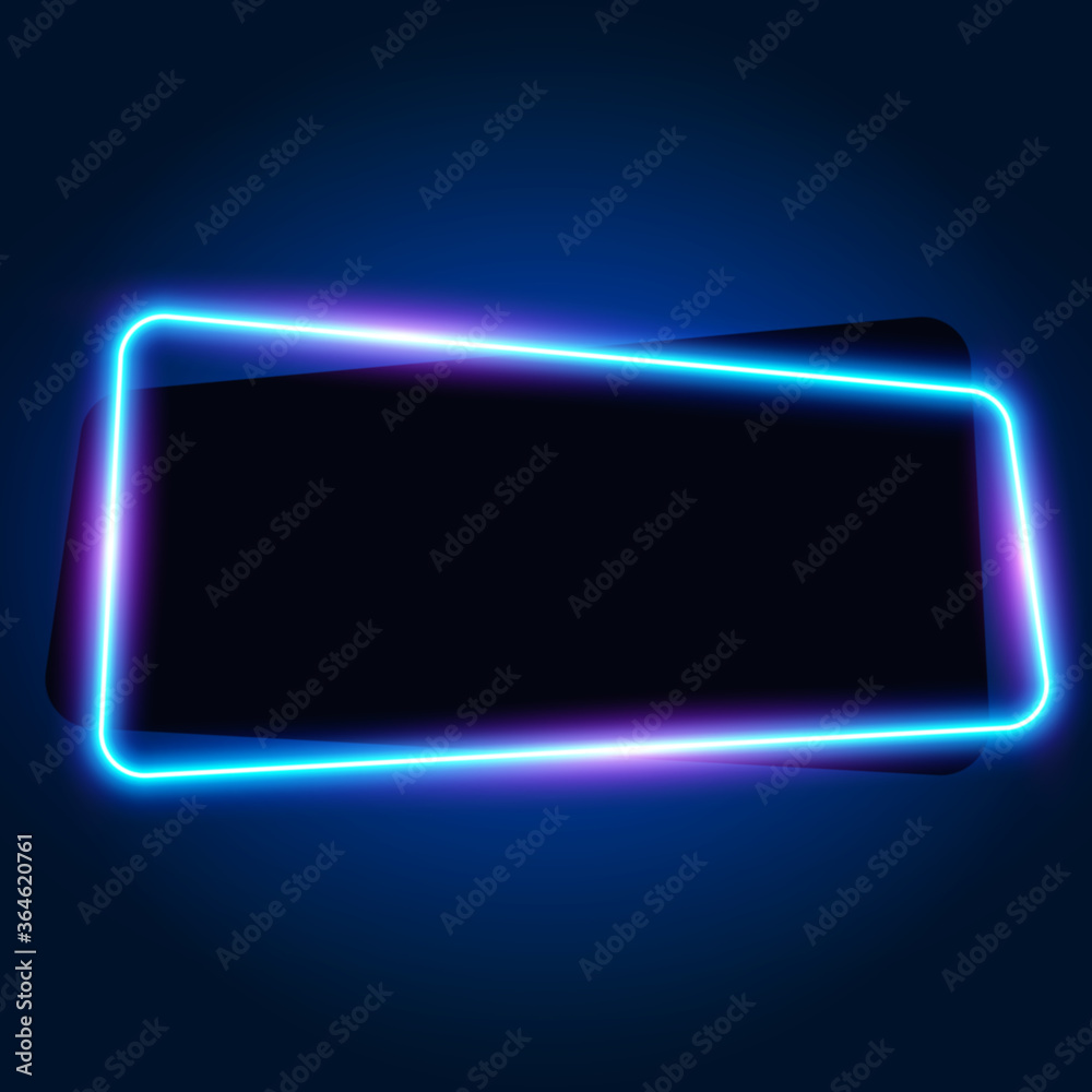 Neon banner, dark blue background with neon frame, vector illustration ...