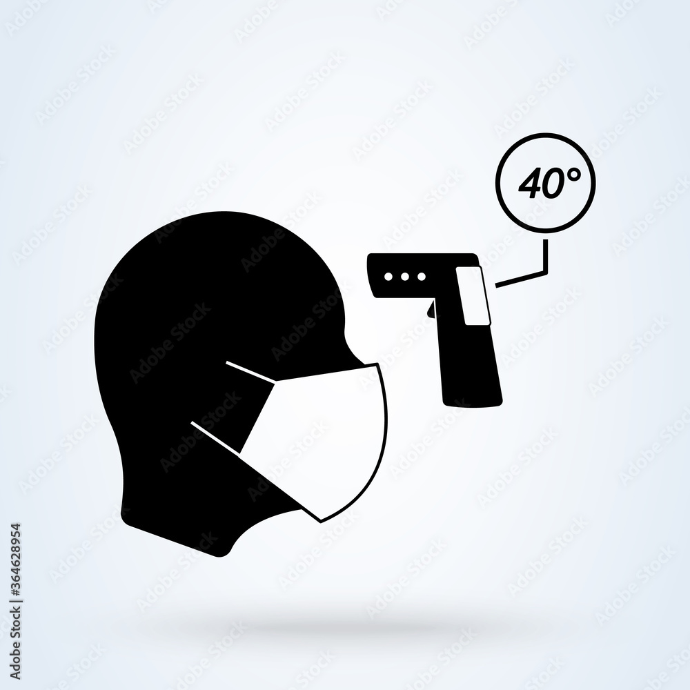 Check human body temperature and solid icon. Detection virus ...