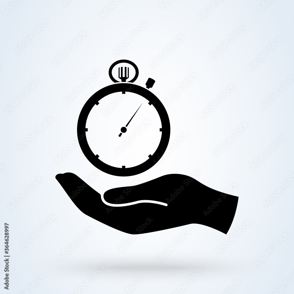 Hand hold time. Time management icon. Time control, planning or ...