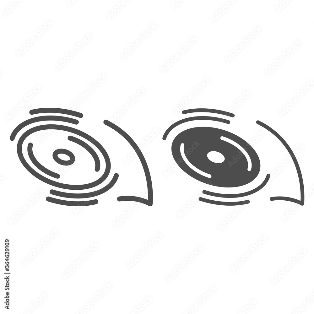 Frisbee line and solid icon, summer sport concept, flying plastic disk ...