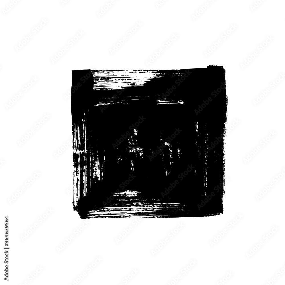Black rough edge vector square box. Black painted square or rectangular ...