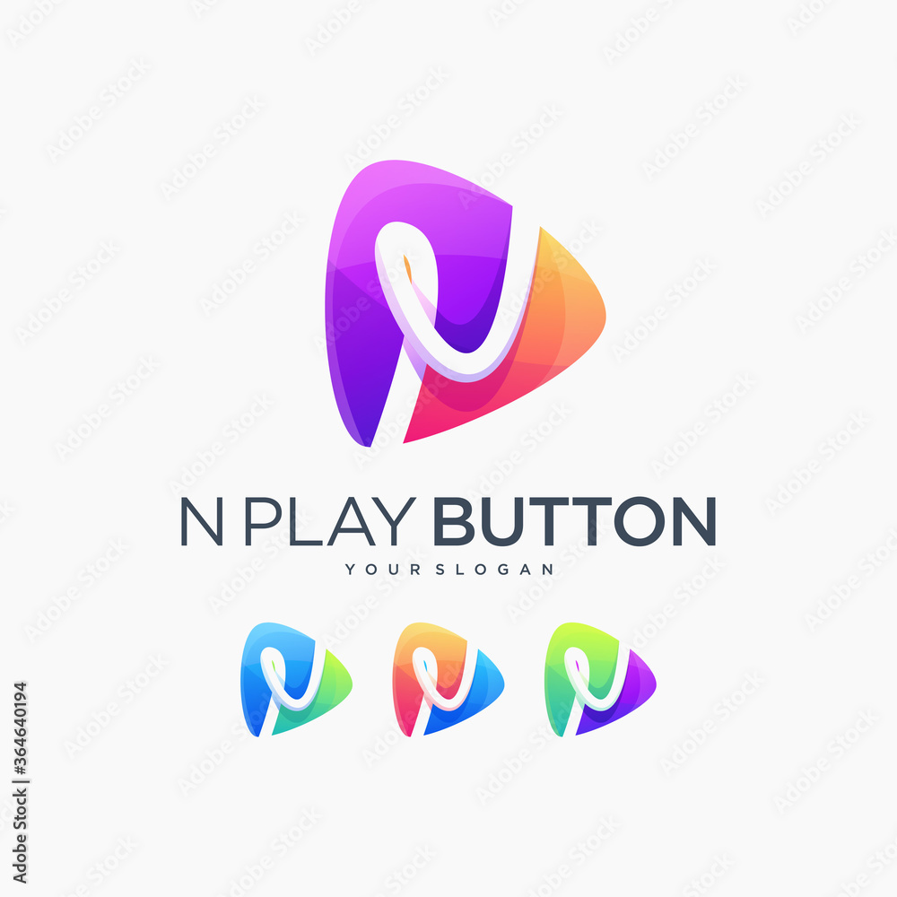 n play button play media Stock Vector | Adobe Stock