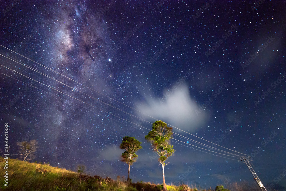 Beautiful nightscape with Starry night and Milky Way Galaxy rising in ...