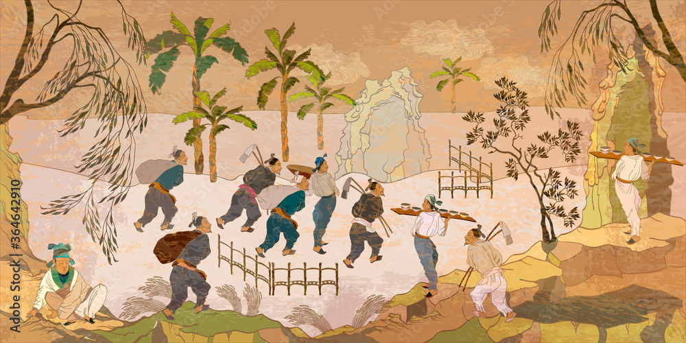 Traditional Chinese paintings. Tradition and culture of Asia. Ancient ...