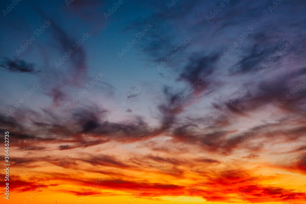 Colorful cloudy sky at sunset. Gradient color. Sky texture, abstract ...