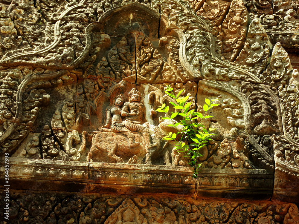 The relief "Shiva and his wife Uma riding on the sacred bull Nandin" on ...