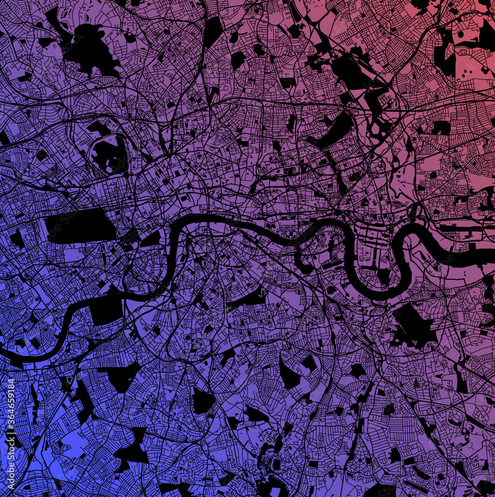 London, United Kingdom — urban vector city map of capital city with ...