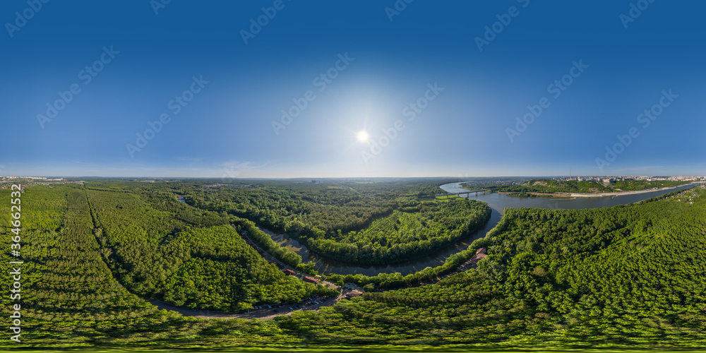 Clear sky environment map of summer weather. Full 360 Degree Aerial ...