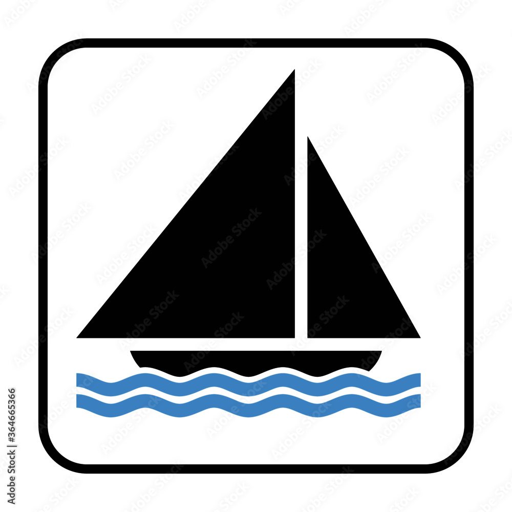 Marina vector sign illustration - Sail boat black silhouette pictogram ...