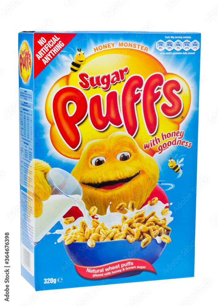 London, England - January 7, 2013: Box of Sugar Puffs Breakfast Cereal ...