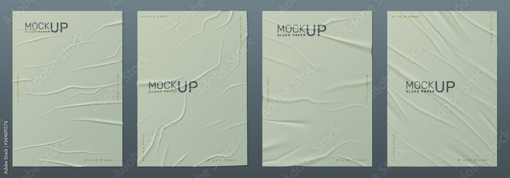Realistic Vector wet wrinkled posters mockup Wet paper realistic ...